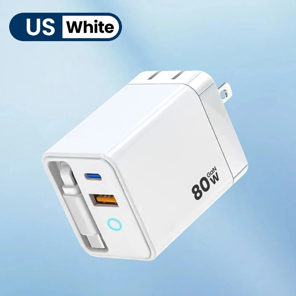 Зарядное устройство US White 80W с USB