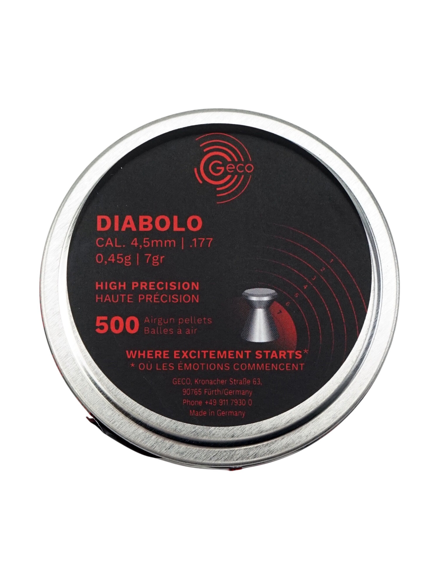Пули RWS "Geco Diabolo", для пневматики, 4,5 мм, 0.45 гр, 500 шт.