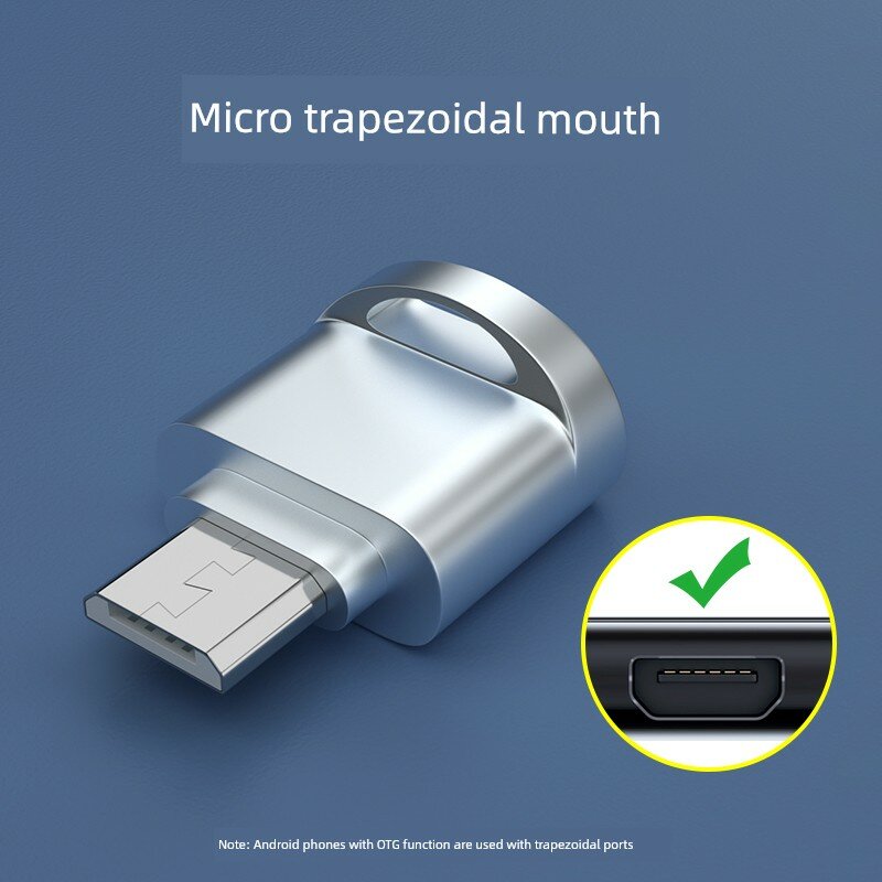 Android OTG TF-карта читатель с Micro USB, металлическое серебристое покрытие, компактный дизайн, поддерживает карты до