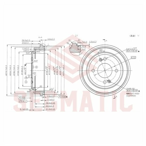Барабан торм. Hyundai Getz 2002-2010, HYUNDAI: GETZ 1.1/1.3/1.3 i/1.4 i/1.5 CRDi/1.5 CRDi Segmatic SDB30053027