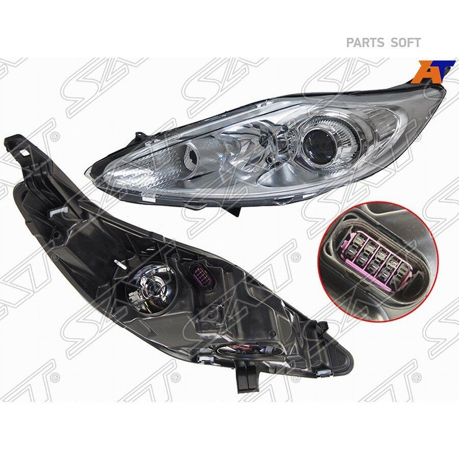 Фара Ford Fiesta 08-12 (Слева/ Галоген/ С электрокорректором) SAT ST-431-1188LMLDEM | цена за 1 шт