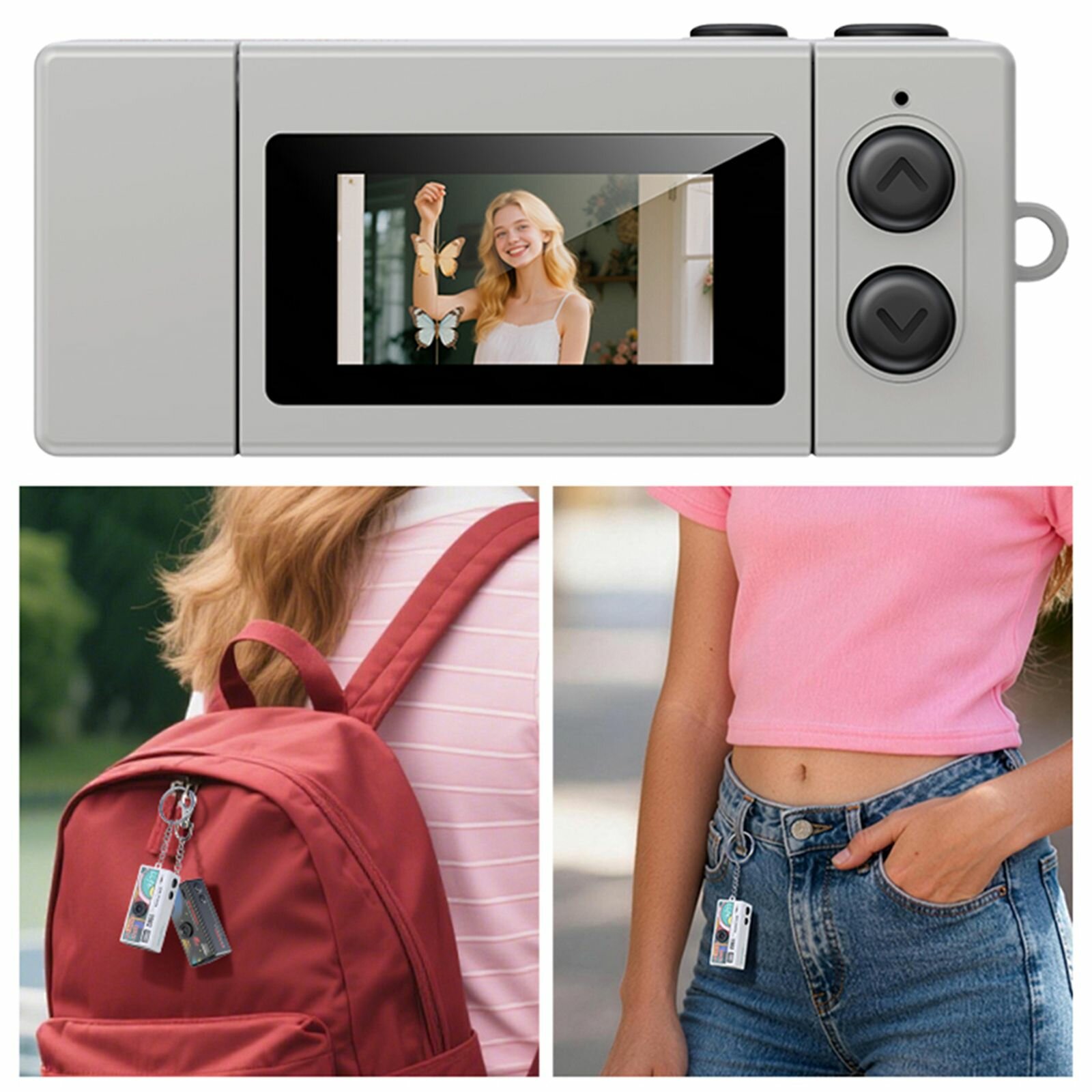 Мини-камера-брелок LK-030 с поворотным экраном, 720P, 0,96 дюйма, Type-C