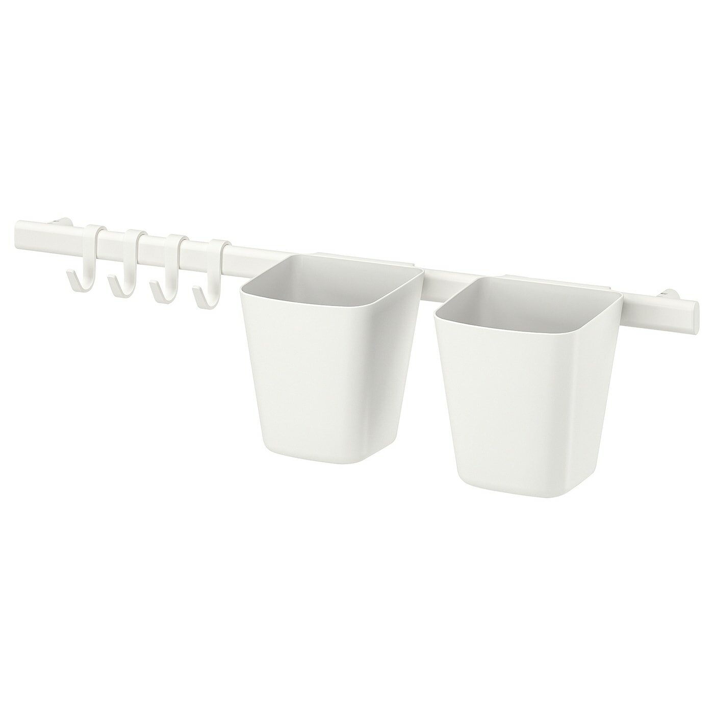 Рейлинг для кухни IKEA SUNNERSTA икеа суннерста, 2 контейнера, 4 крючка, 61 см, белый