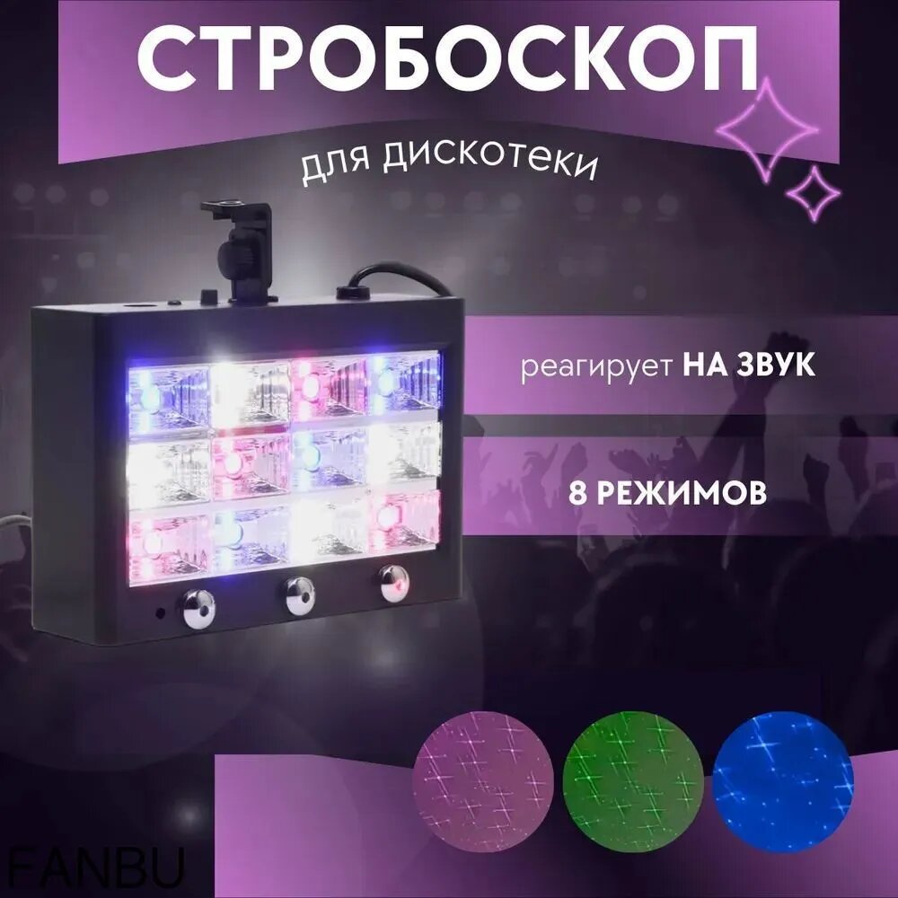 Многофункциональная световая система для дома: лазерная проекция, стробоскоп и светомузыка. Для дискотек, праздников и вечеринок.
