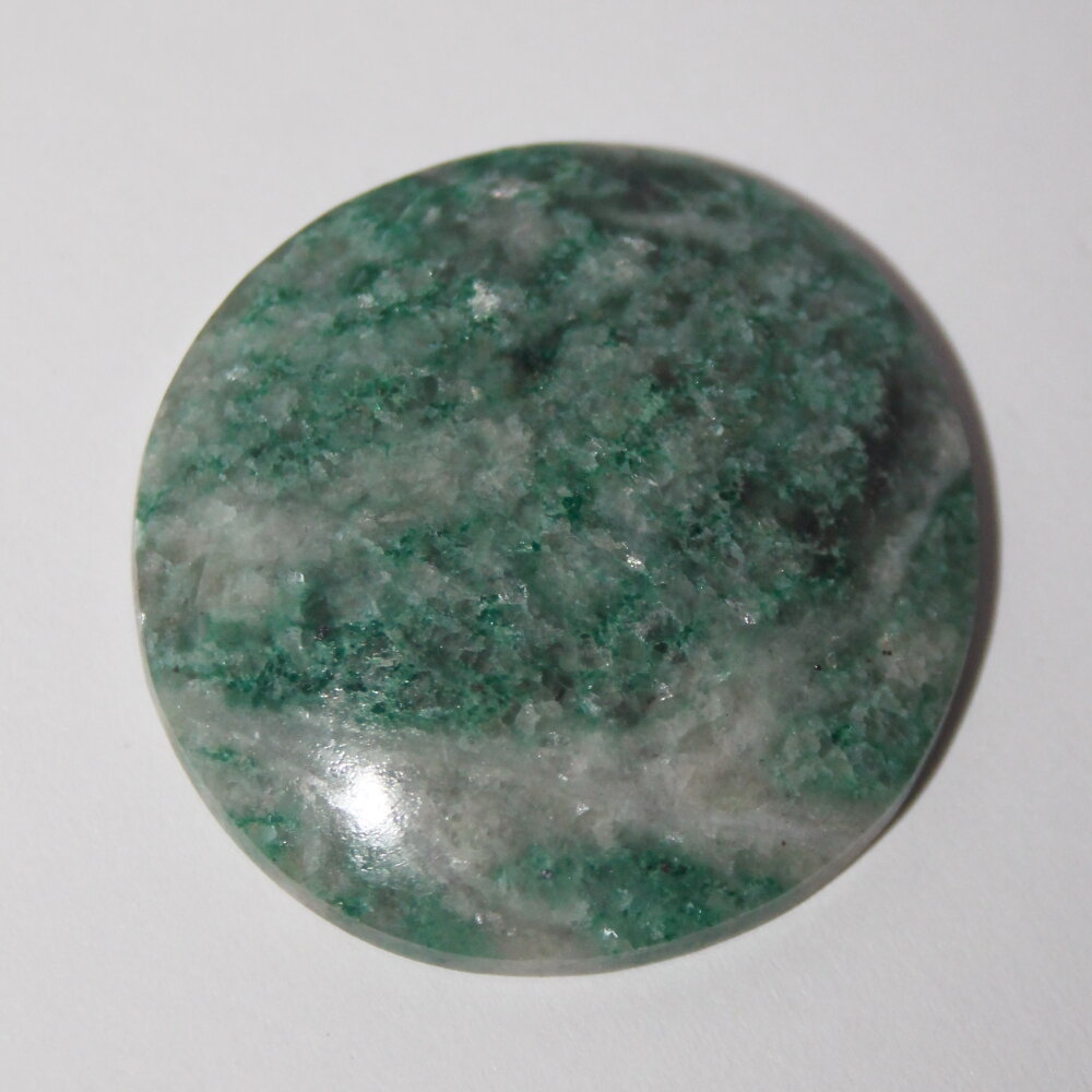Кабошон лиственит, натуральный камень, 35х34х3 мм, Урал, "True Stones"
