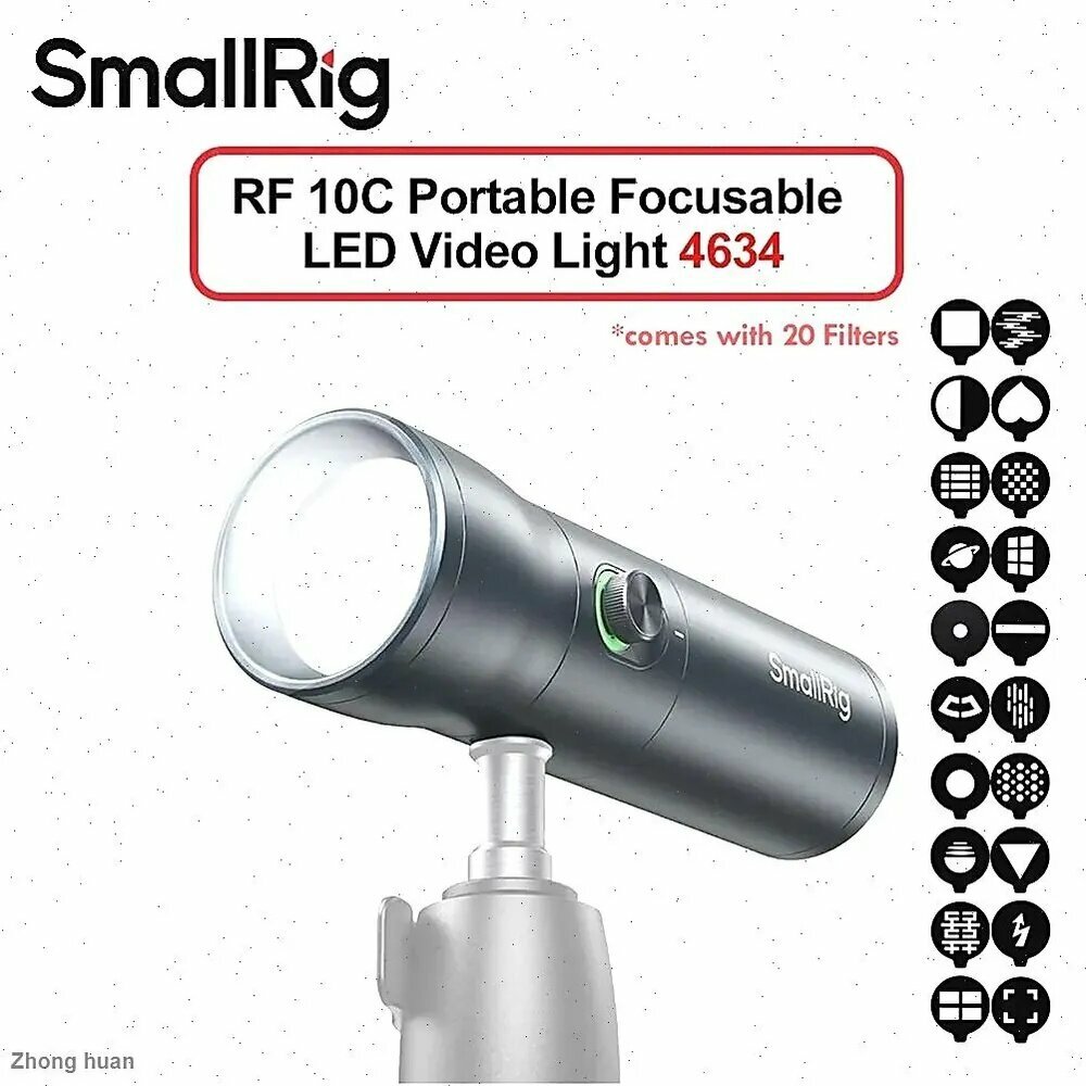 SmallRig RF 10C RGB Светодиодный фонарик для фотосъемки с фокусируемым рассеянным светом и рисунком из 20 Гобо -4634
