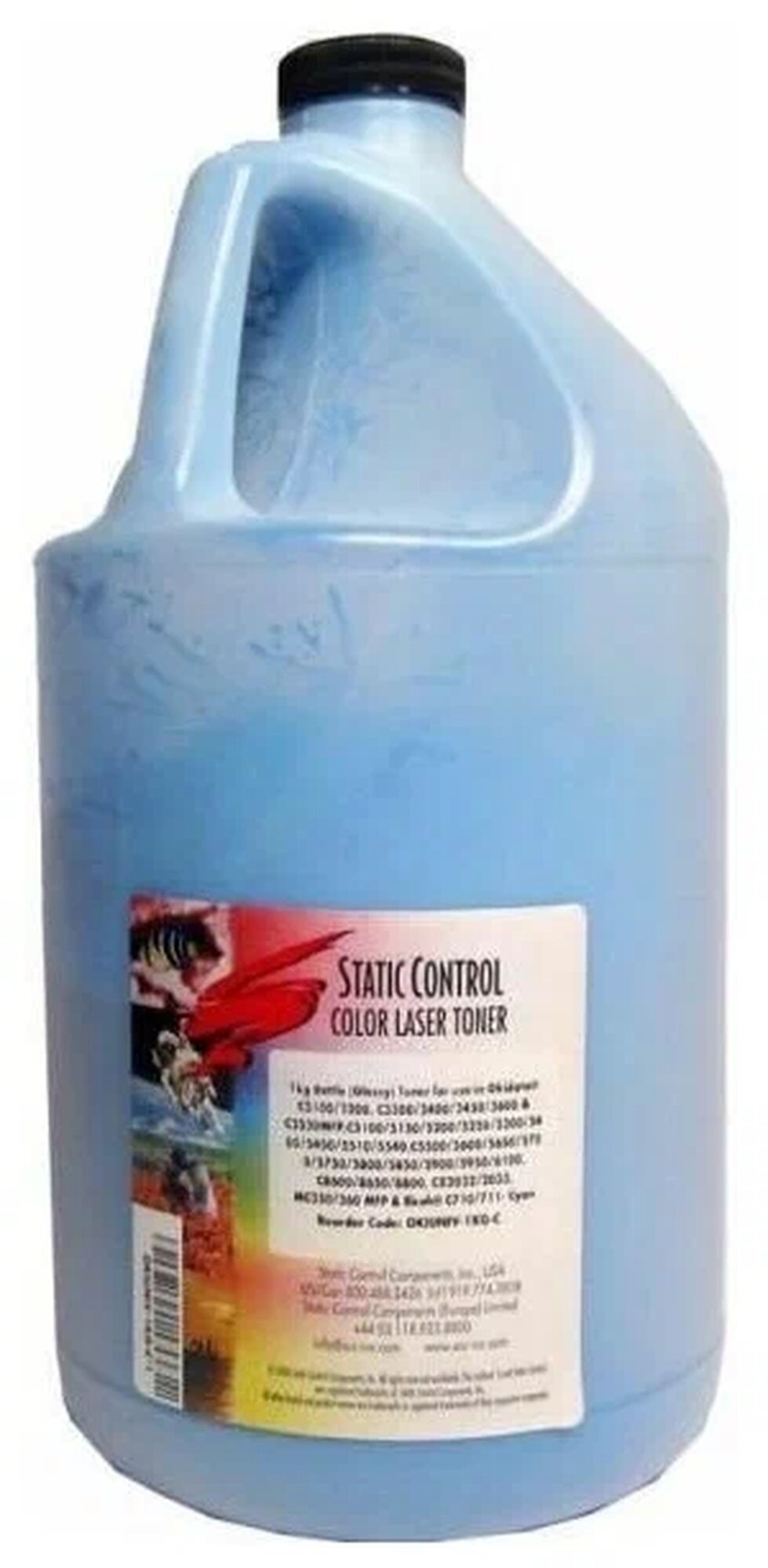 Тонер Static Control OKIUNIV3-1KG-C голубой флакон 1000гр. Oki C3300N/5500 для принтера