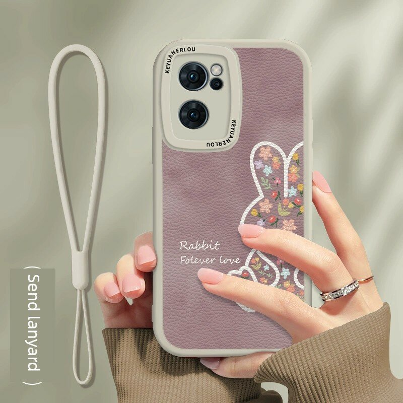 Чехол для OPPO Reno7 с полным покрытием объектива, цвет: античный белый, мягкий силикон, в комплекте шнур