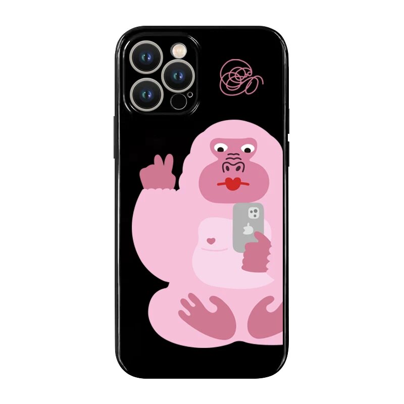 Чехол для iPhone 17 Air с гладким покрытием, матовый черный, тематический дизайн гориллы, женская горилла для селфи