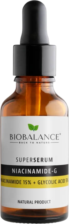 BIOBALANCE Сыворотка для лица с ниацинамидом и гликолевой кислотой Super Serum Niacinamide 15% + Glycolic Acid 5% 30ml