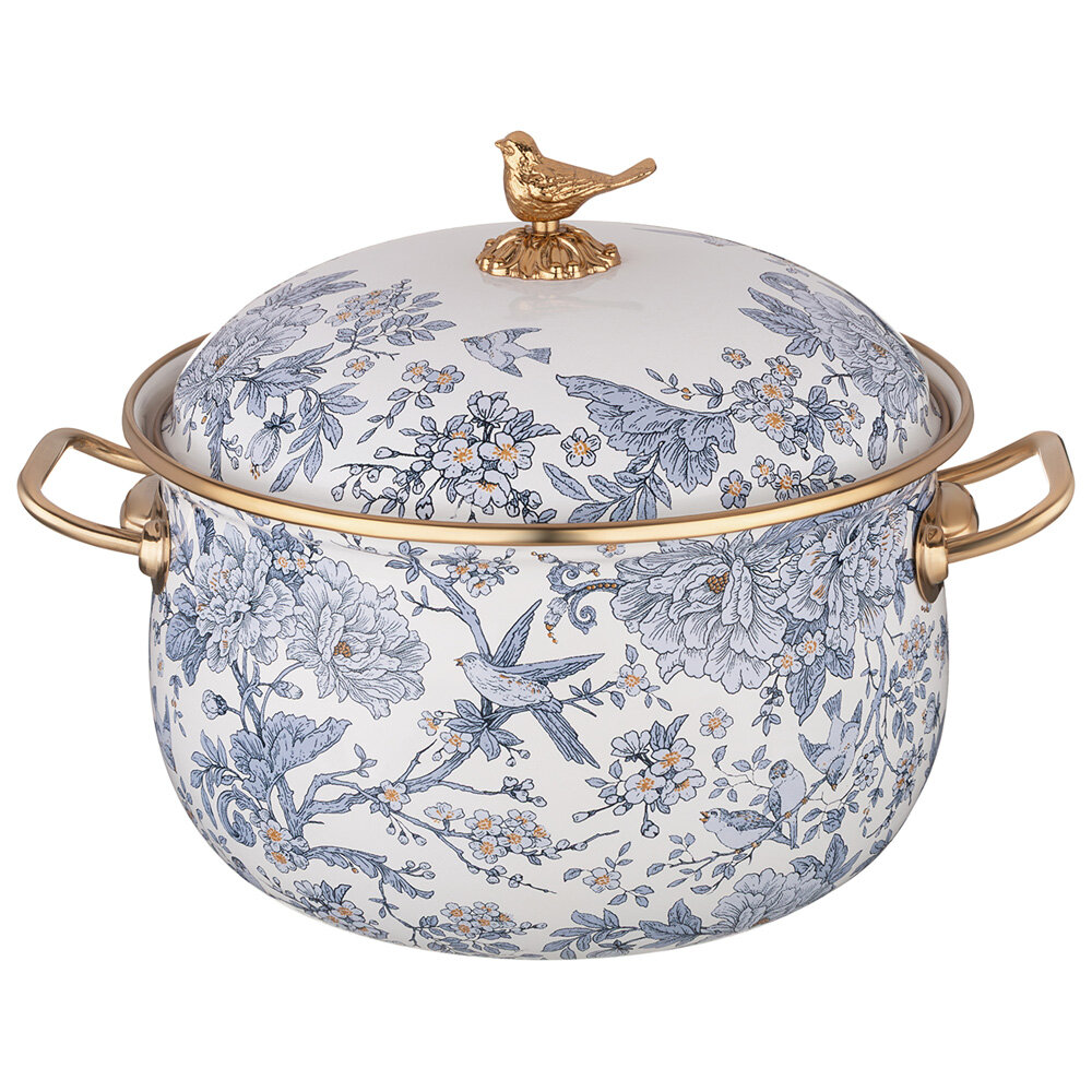 Кастрюля эмалированная LEFARD С крышкой, серия ROYAL GARDEN 4,8Л, ДИА.22СМ подходит для индук. ПЛ
