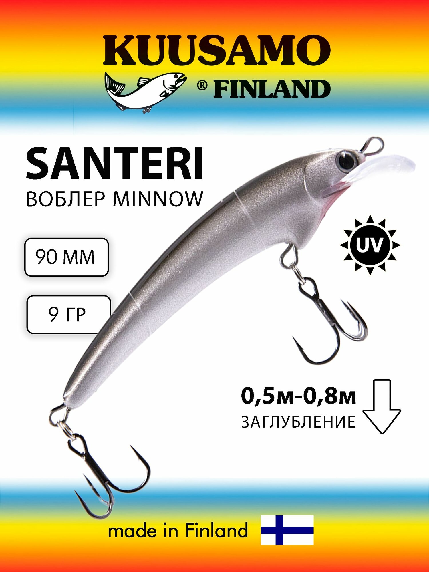 Воблер для троллинга и твичинга Kuusamo Santeri 90/9 BL/S/R