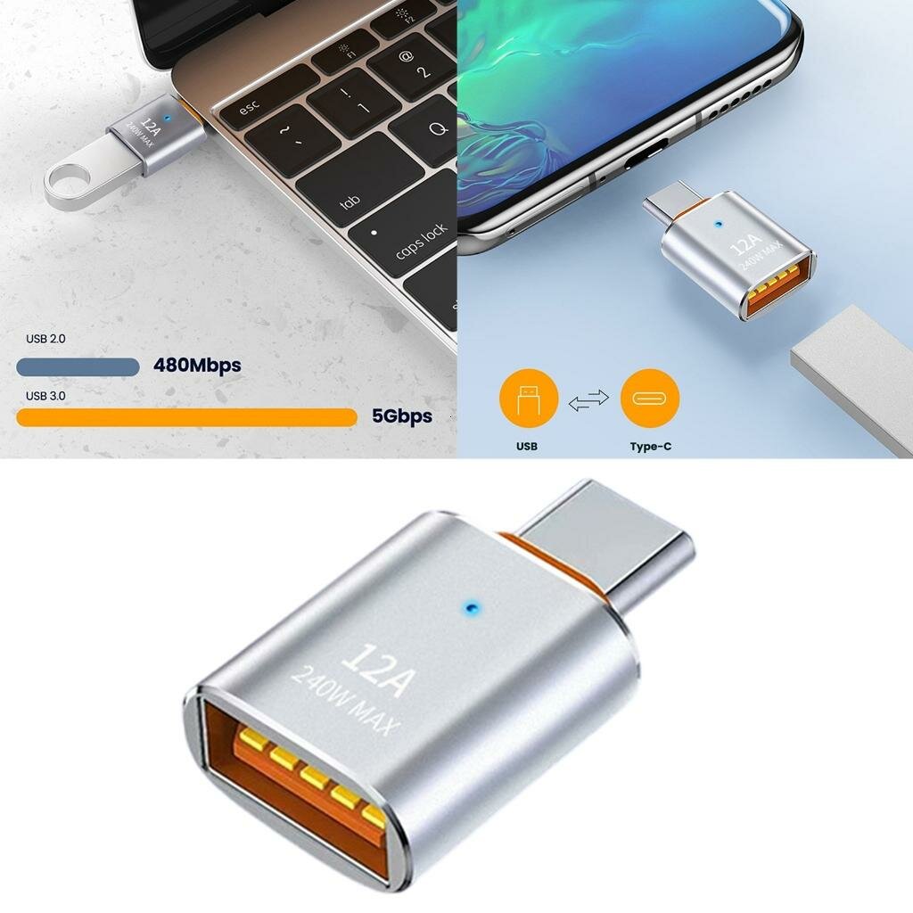 Адаптер USB-C — USB 2.0, Черный — фото 1