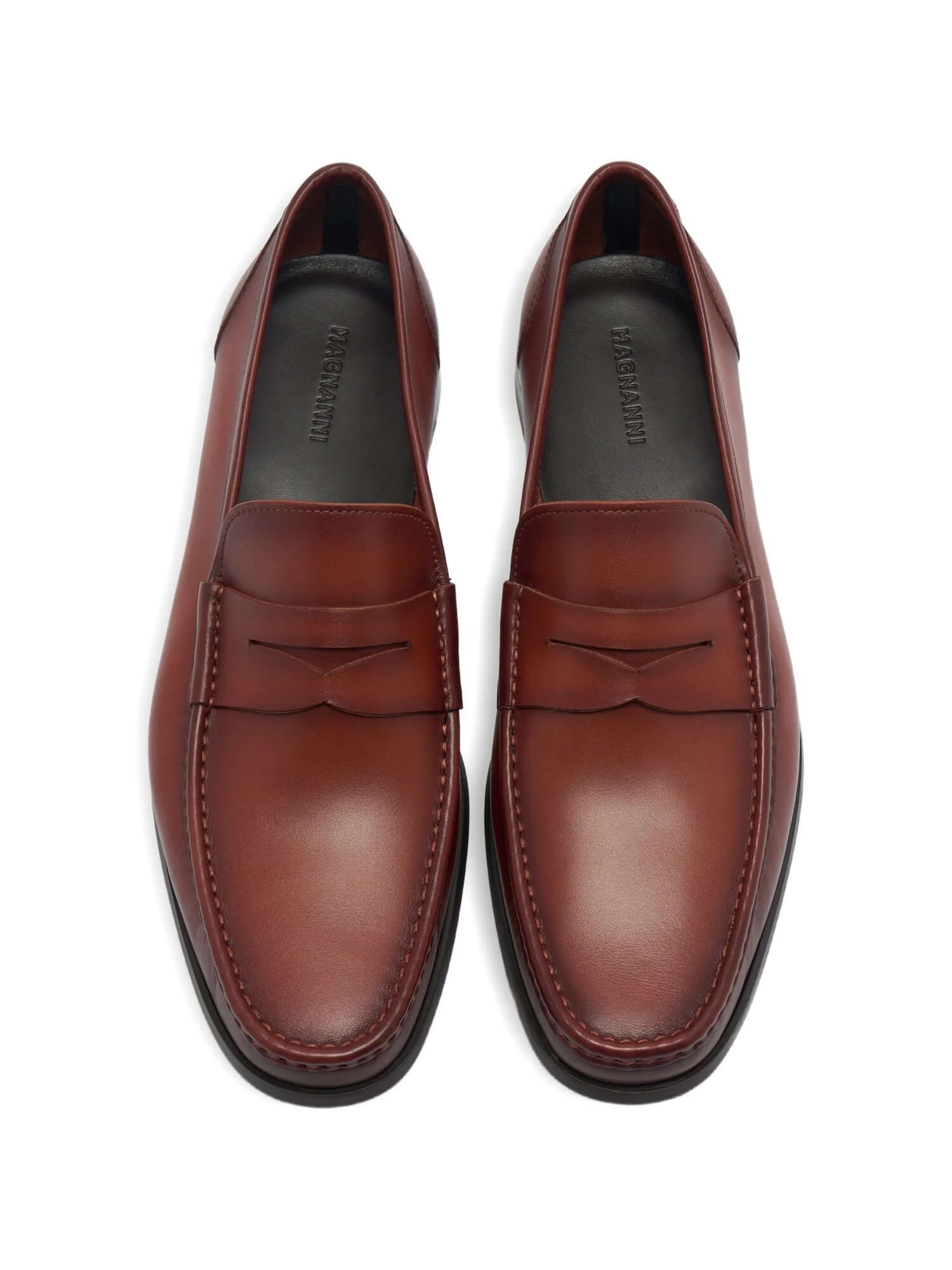 Лоферы MAGNANNI Leather penny loafers, размер 46, brown — фото 1