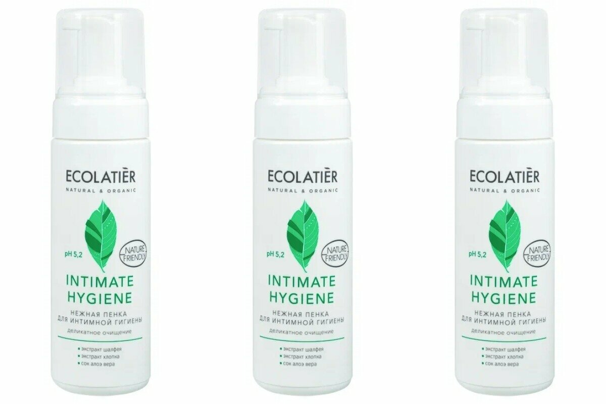 Пенка для интимной гигиены Ecolatier Нежная, Шалфей и хлопок, 150 мл, 3 шт