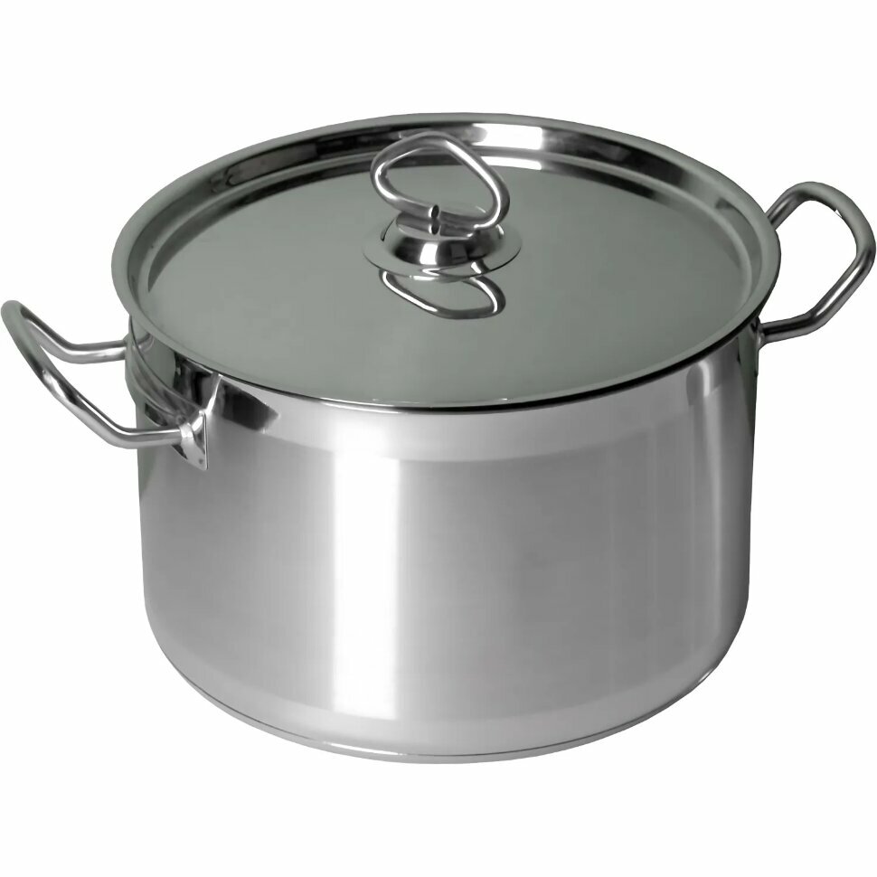 Кастрюля 9,0л. нерж. d=27,5см. h=17см. тройн. дно с кр.(инд) MGsteel 39343, 2224894