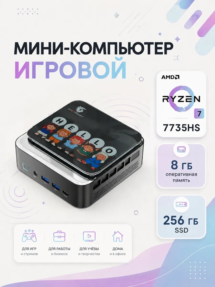Мини-ПК Chatreey AN3P, AMD Ryzen 7 7735HS, 8\256 ГБ