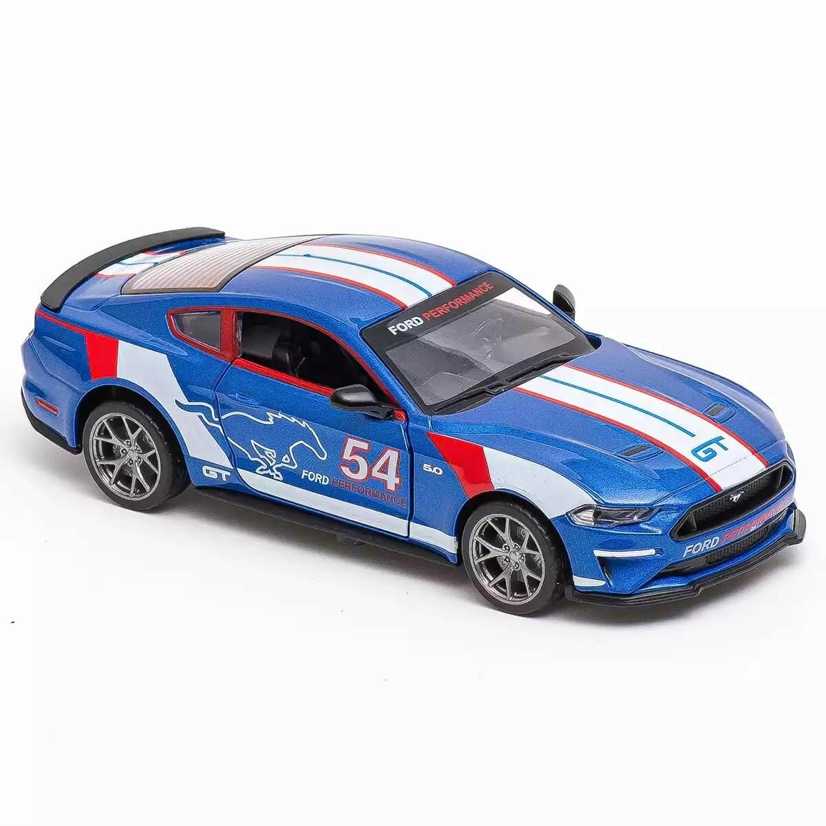 Модель машины MSZ / Metal Speed Zone "Ford Mustang GT 2018", масштаб 1:34, 14 см, свет, звук, инерция, синяя