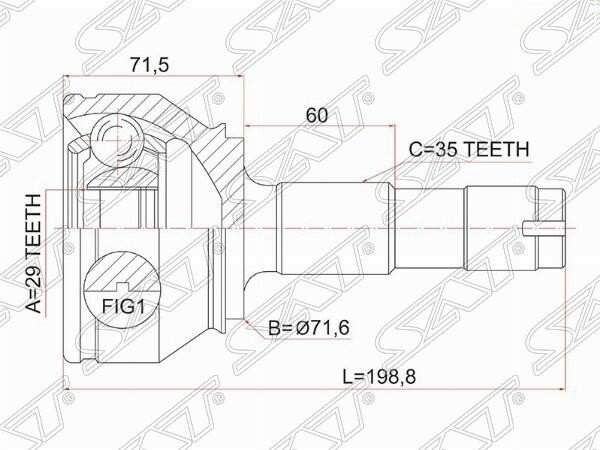 Шрус SAT PG-03 передний наружный Peugeot Boxer 06- / Citroen Jumper 06-