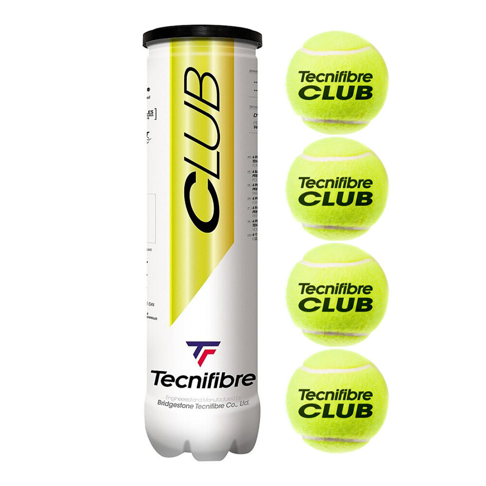 Мяч теннисный TecnifibreAll Club 4B, 60CLUB364N, упаковка 4 шт, ободрено ITF