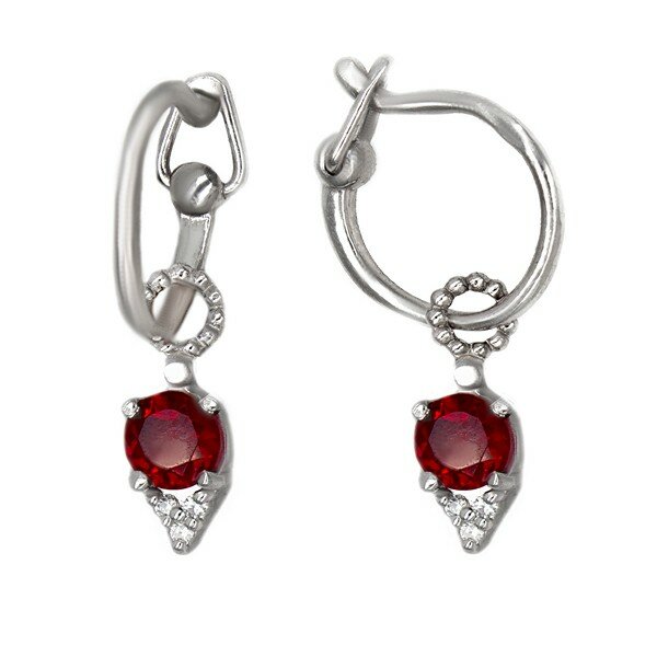 Серьги, серебро, 925 проба, родирование, кристалл, фианит