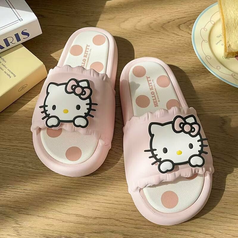 Новые милые летние тапочки Hello Kitty с мультяшным рисунком для женщин