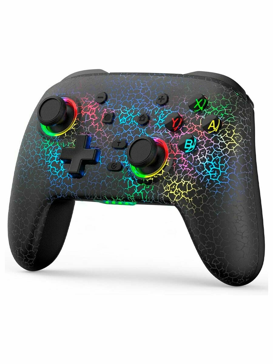 Геймпад беспроводной джойстик S09 RGB, черный кракелюр