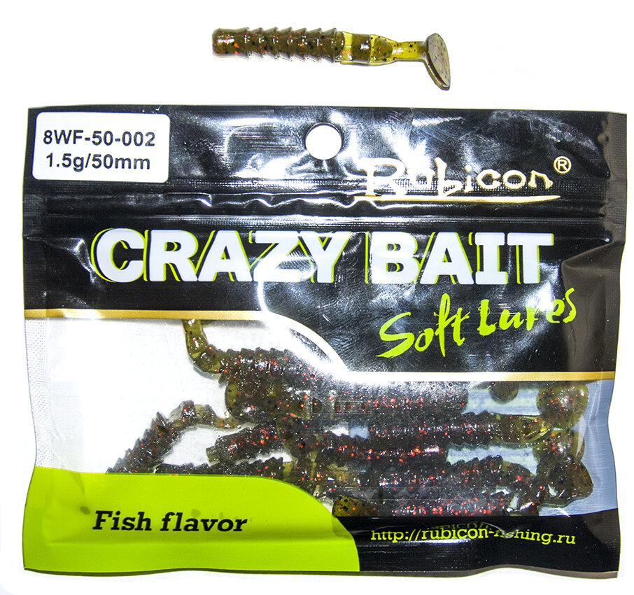 Съедобная силиконовая приманка RUBICON Crazy Bait WF 1.5g, 50mm, цвет 002