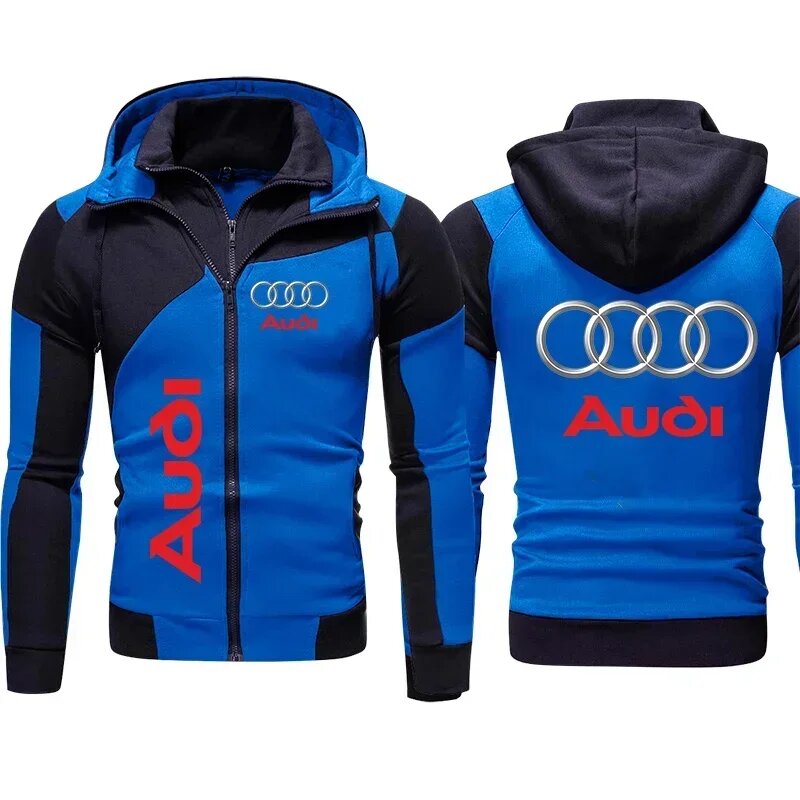 Мужской худи Audi синий XXL с оранжевыми деталями