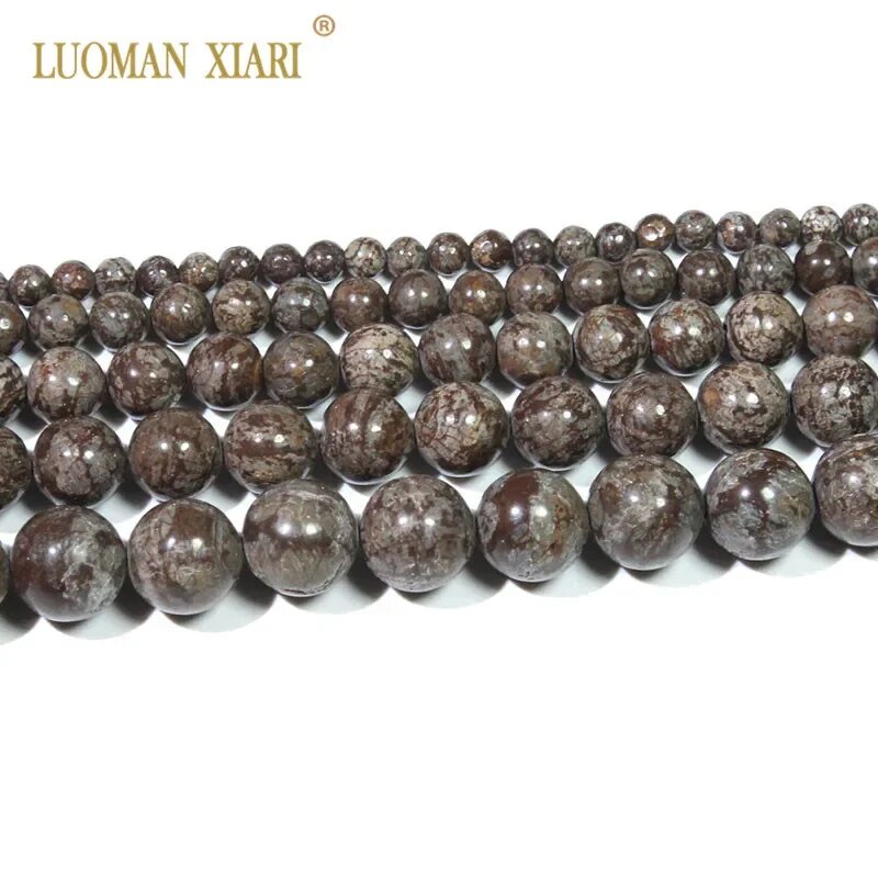 Бусины из камня LUOMAN XIARI, 8 мм, коричневый снег, 48 шт.