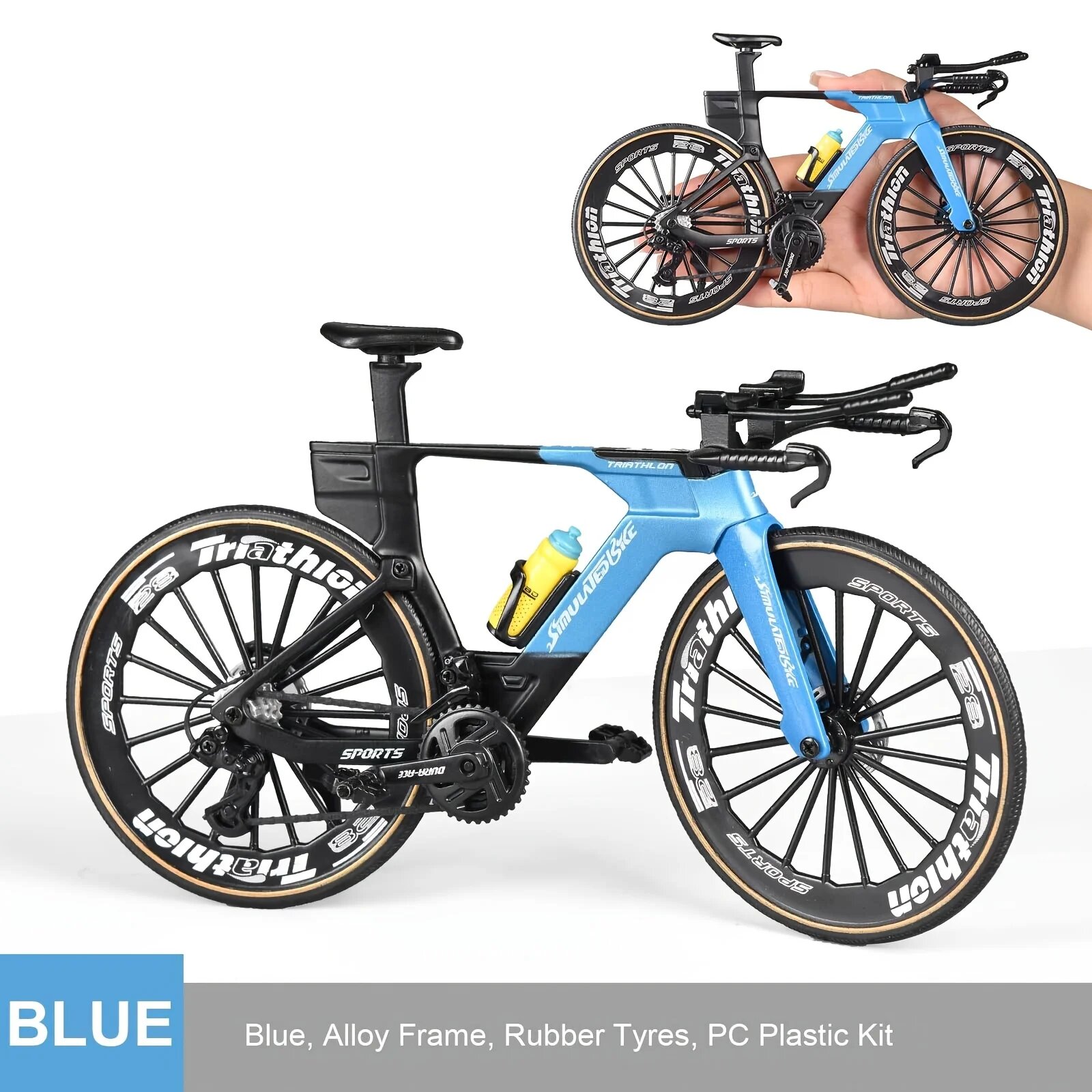 Синяя металлическая модель велосипеда 1:6 Triathlon