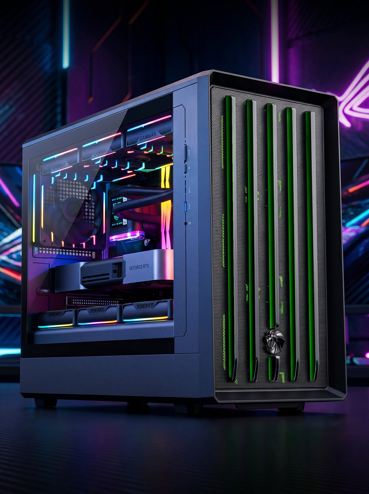 Корпус для ПК GAMEMAX CLAW 360 BK Micro-Tower, стекло 2*USB, 4*120мм ARGB+контролллер, без БП