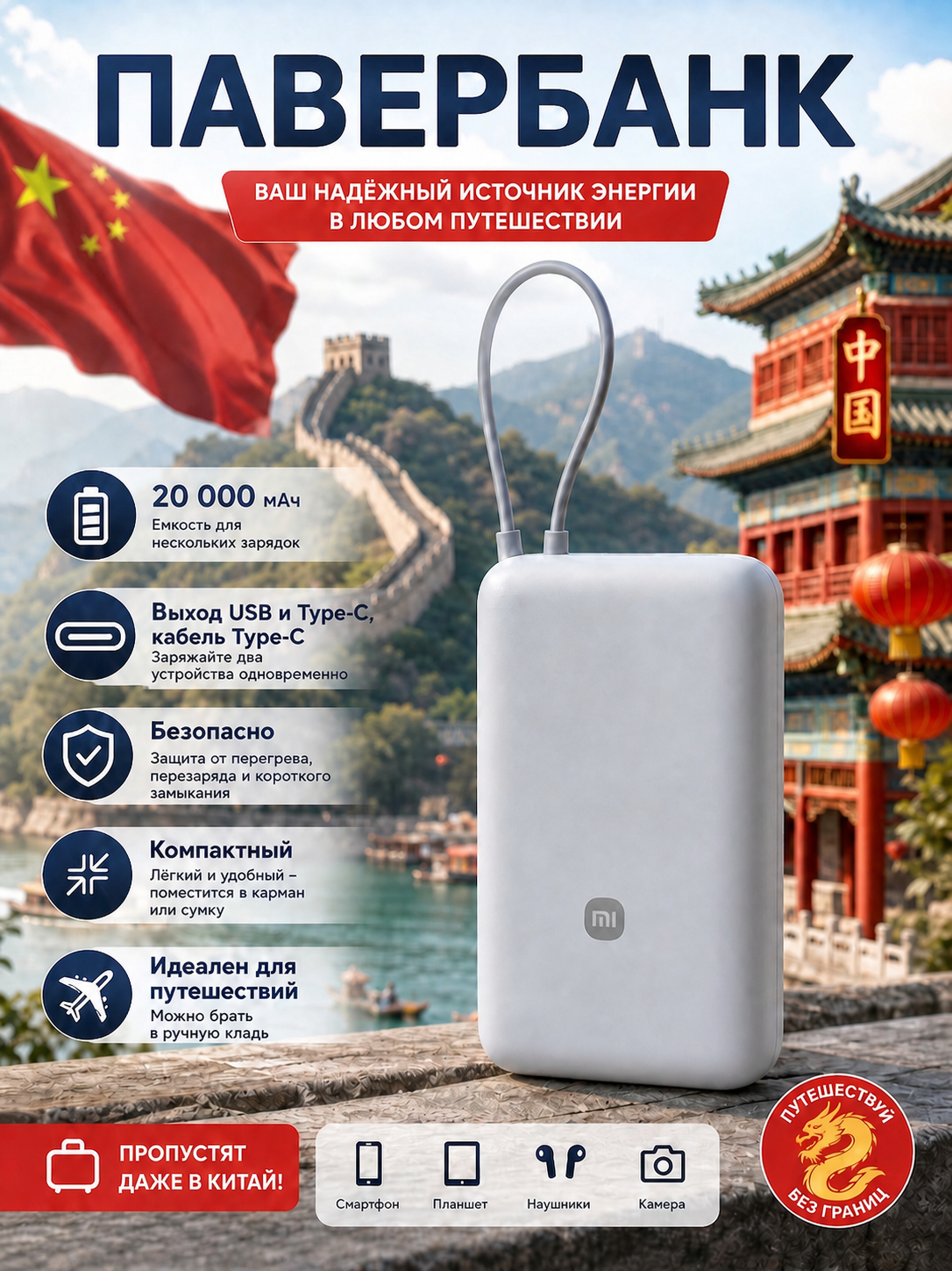 Внешний аккумулятор Xiaomi Redmi PB2033 с быстрой зарядкой 20 000 mAh 33W, CCC