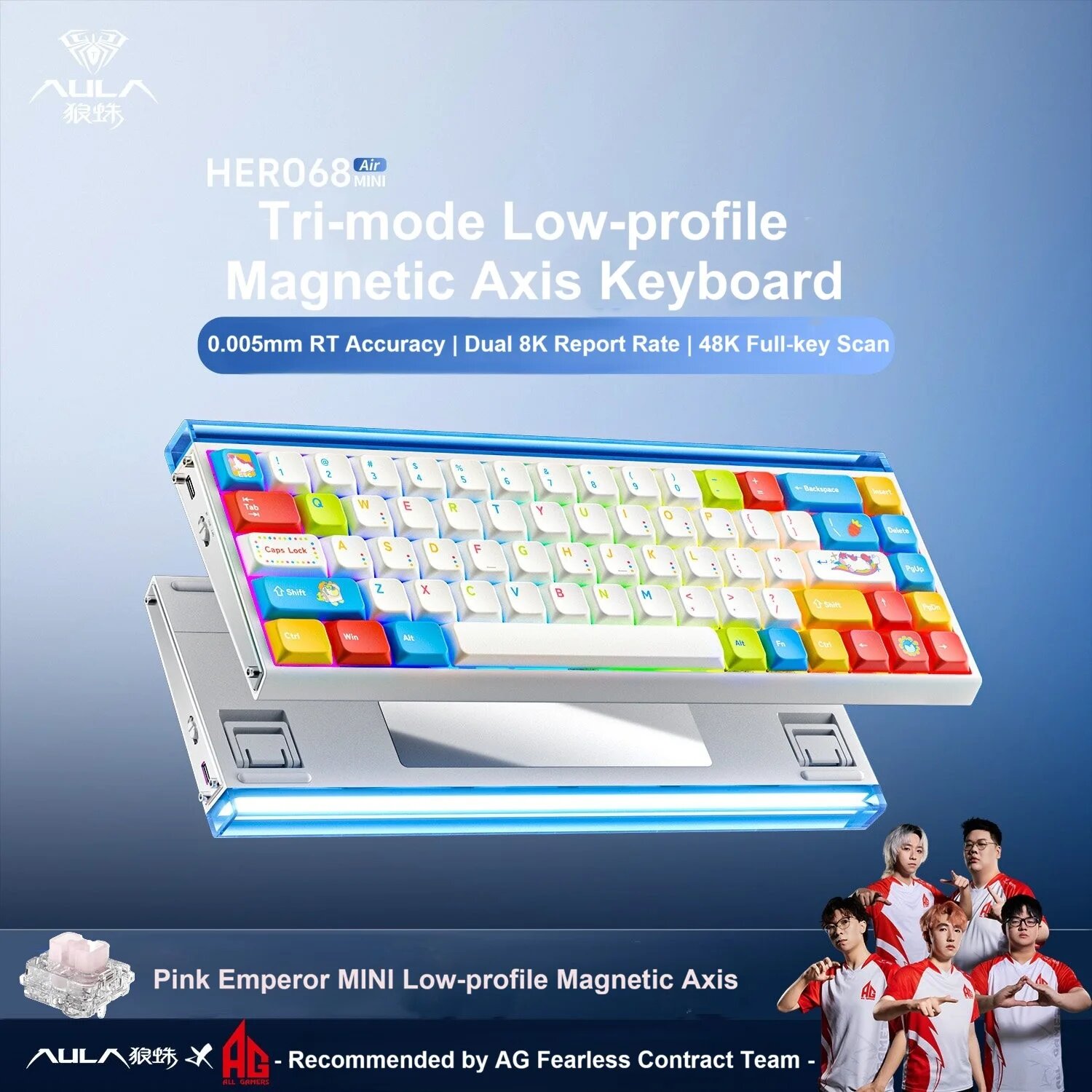Беспроводная игровая клавиатура AULA HERO68 MINI Air 61 клавиш Rainbow Horse