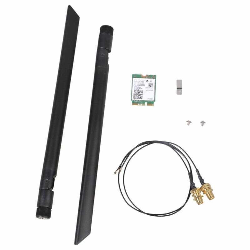 (1 компл.) Беспроводная сетевая карта Intel 9560AC, Wi-Fi 5 (802.11ac), двухдиапазонная - карта и внешние антенны