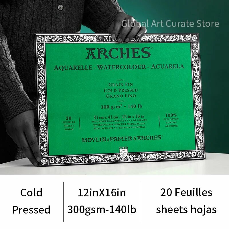 Блокнот для акварели Arches 300 г/м² 12X16in ColdPress