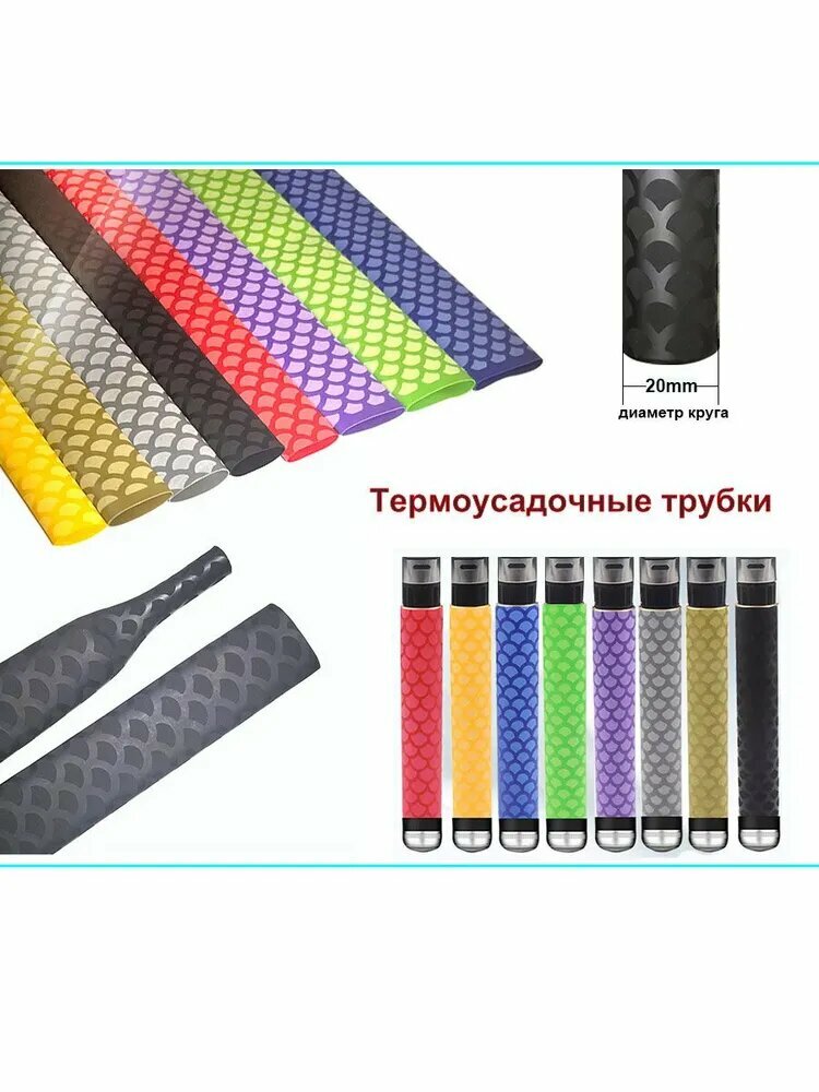 Термоусадочная трубка, черный диаметр 20мм, длина 1м, для изготовления противоскользящих чехлов для удилищ, рукояток инструментов, спортивного инвентаря и т.