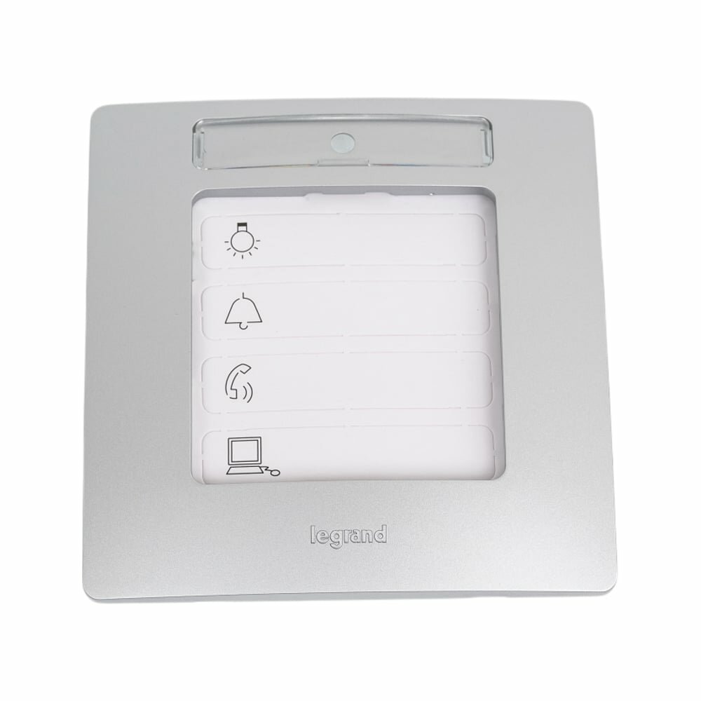Рамка Legrand Etika 1 пост, с держателем для маркировки, алюминий 672556