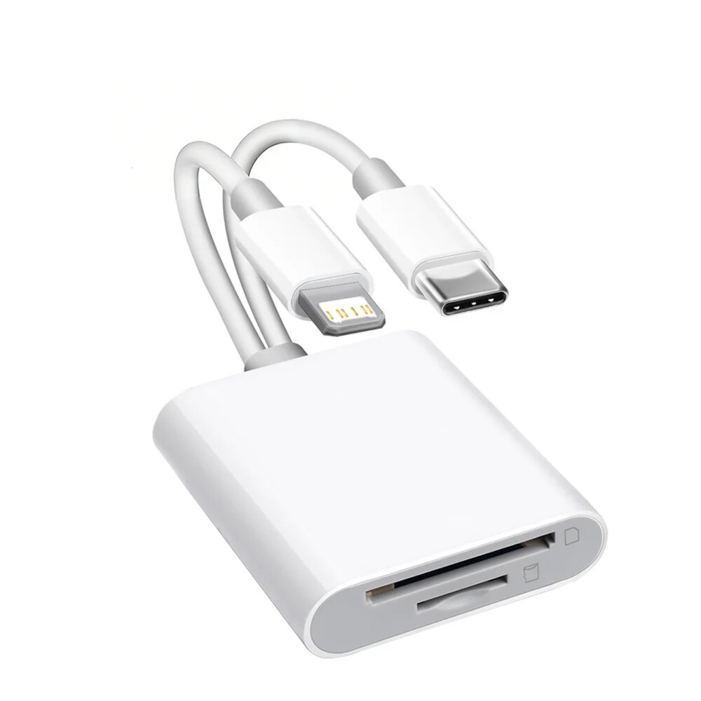 Устройство Для Чтения SD-карт С Двойным Интерфейсом USB-C/Lightning Для iPhone, Адаптер Для Цифровых Камер