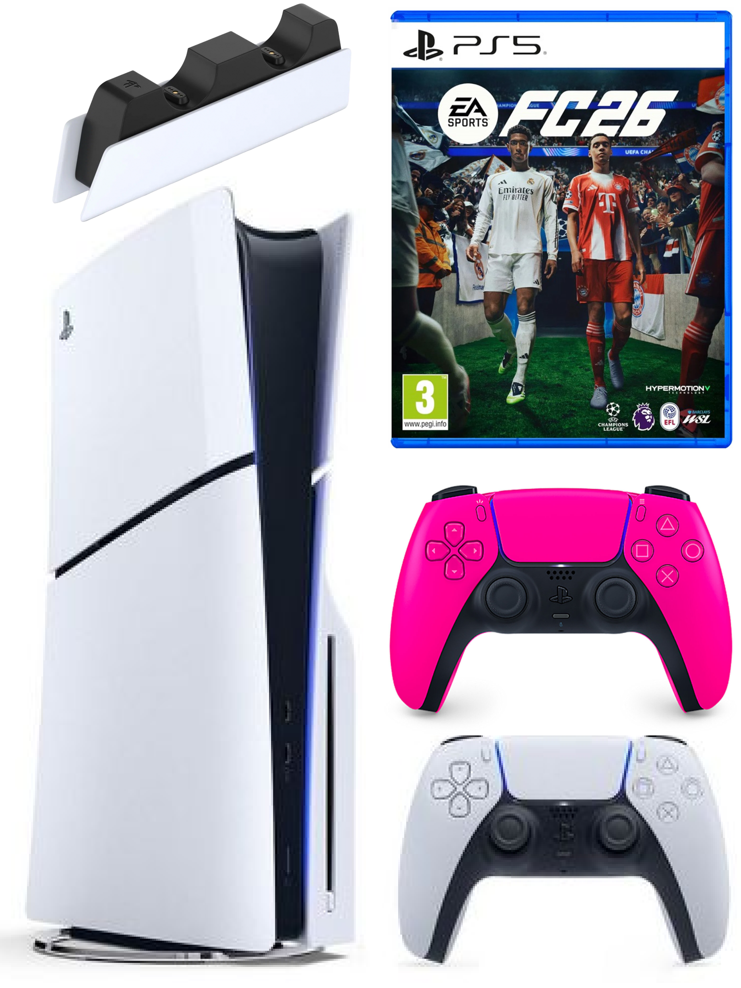 Игровая приставка PS 5 Slim, 1ТБ(с дисководом)+2 геймпад (розовый)+Зарядная станция+ FC26,(за подробностями в чат)