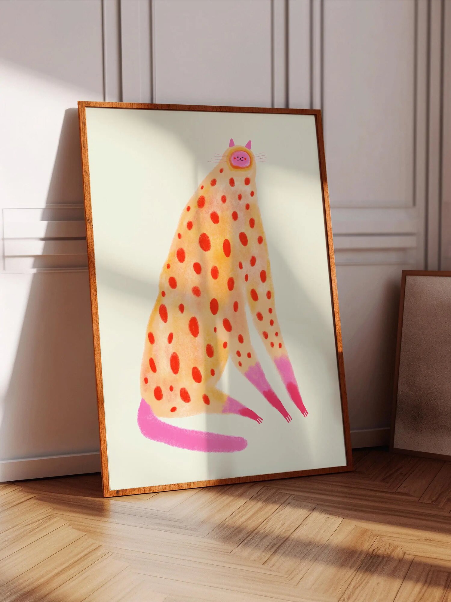 Художественный постер с абстрактными кошками Розовый, PF65755, 50x70cm no frame