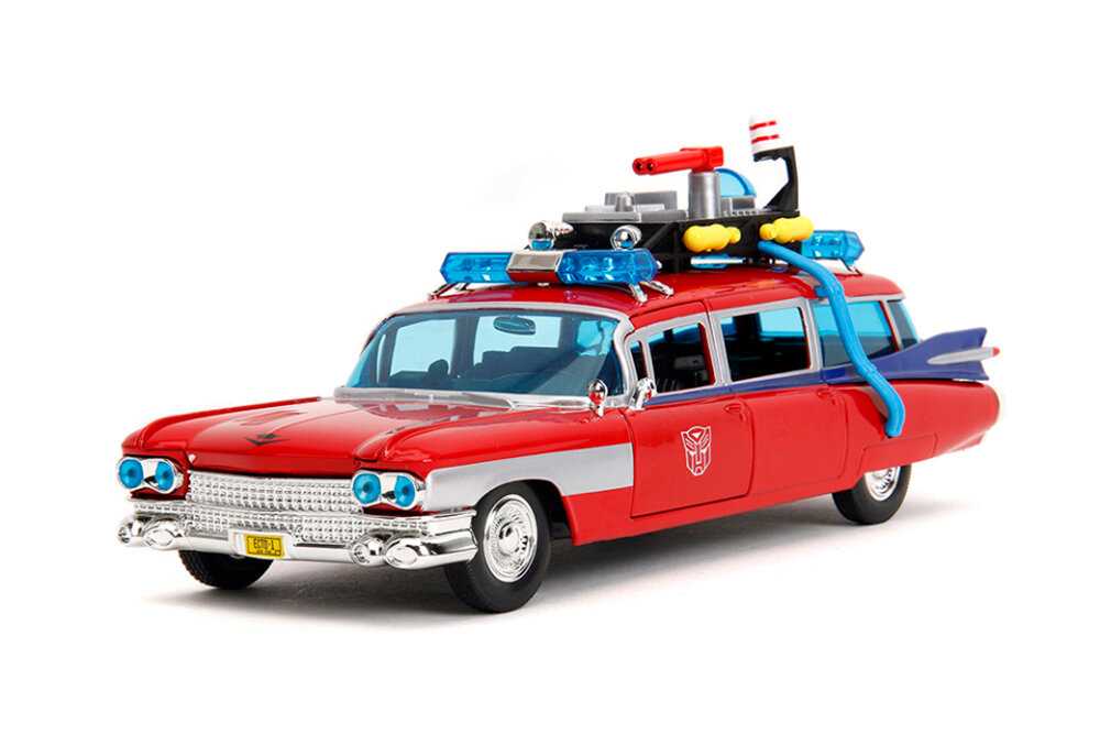 Модель коллекционная JADA Cadillac transformers ghostbusters ambullance ECTO-1 1959 red
