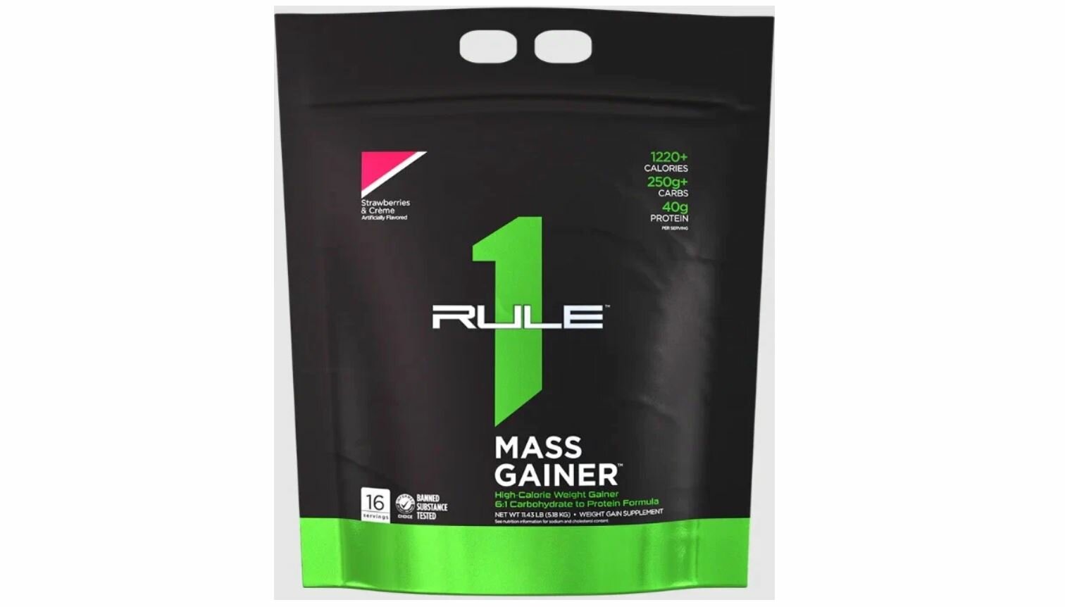 Rule One MASS GAINER, Высококалорийный гейнер, 2,5 кг (Клубника крем)