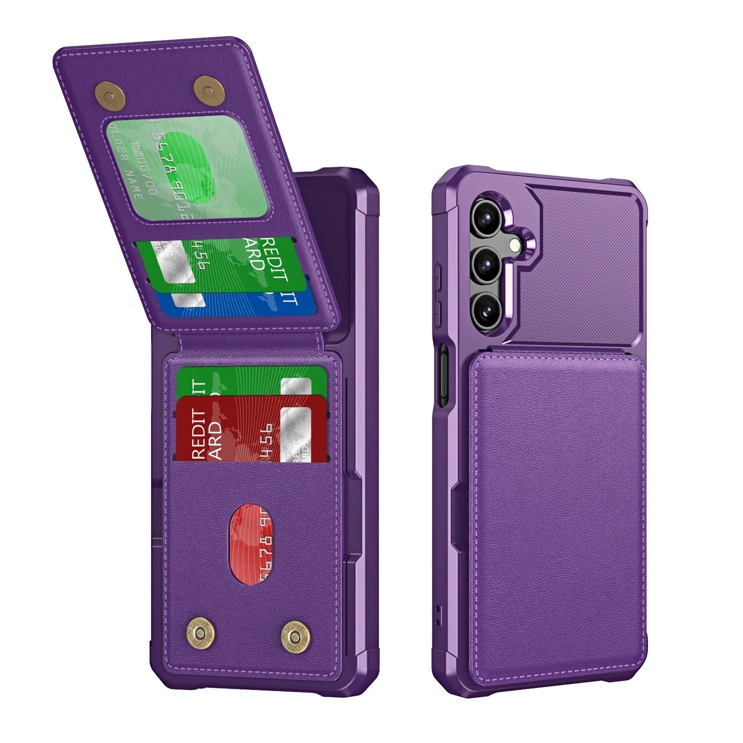 Чехол-картхолдер для Samsung Galaxy S26, S25 Ultra, S24 FE, Фиолетовый, Purple, For Galaxy A55 5G