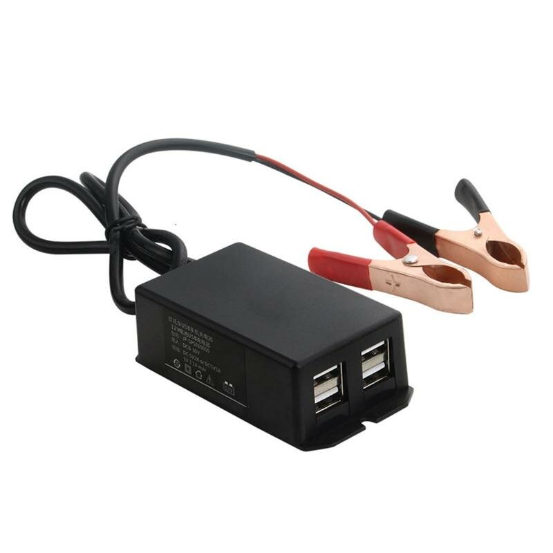 Автомобильный USB-адаптер с зажимами для аккумулятора