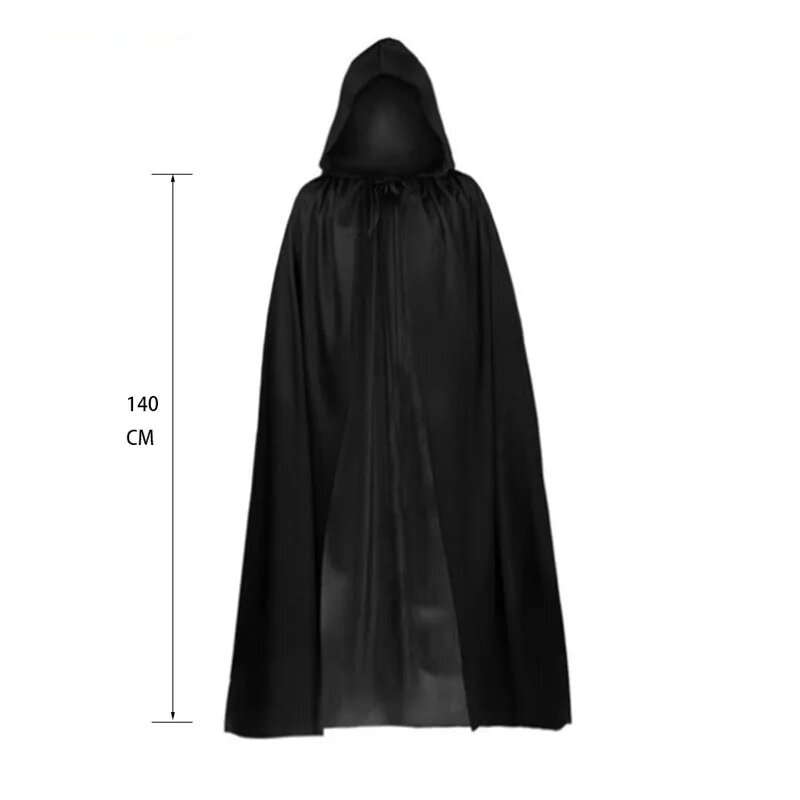 Черный плащ смерти для косплея Хэллоуин 7-140cm