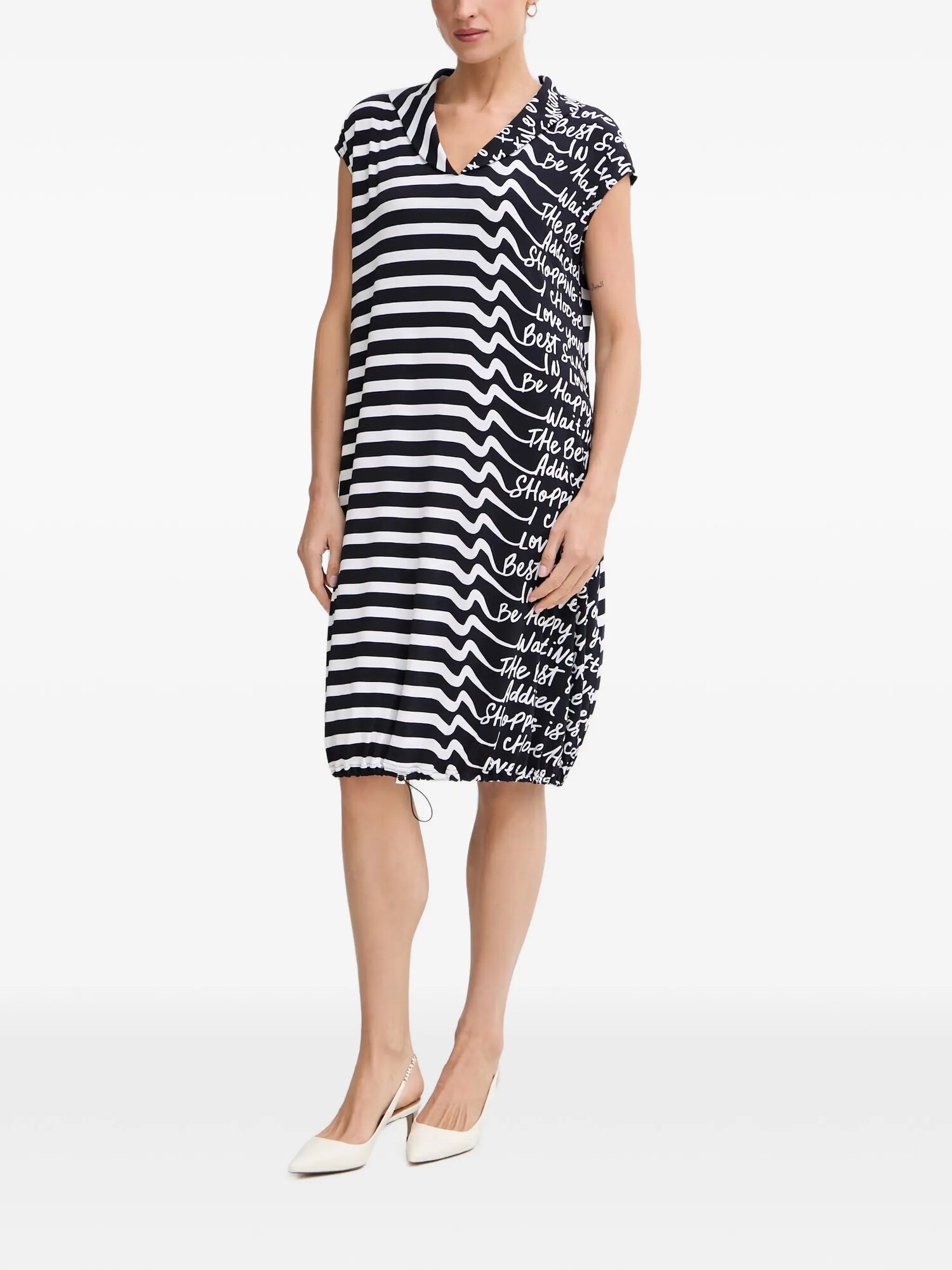 Платье Stripe-print drawstring-hem mid-length dress