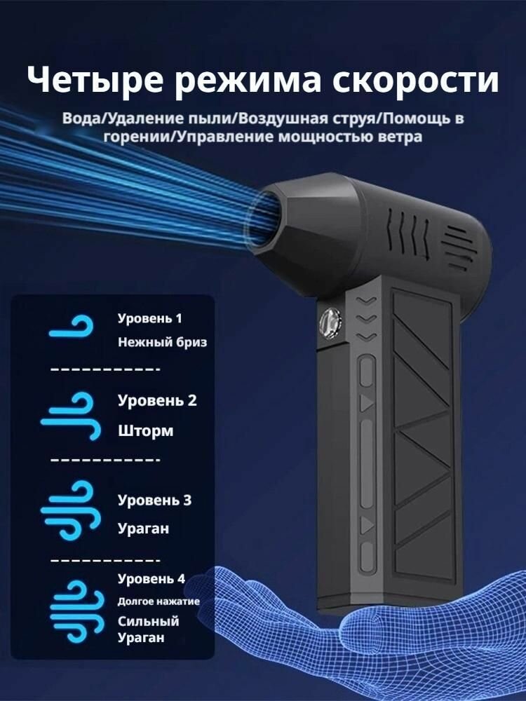Мощный беспроводной фен/ручной пылесос, 130 000 об/мин, три скорости обдува.