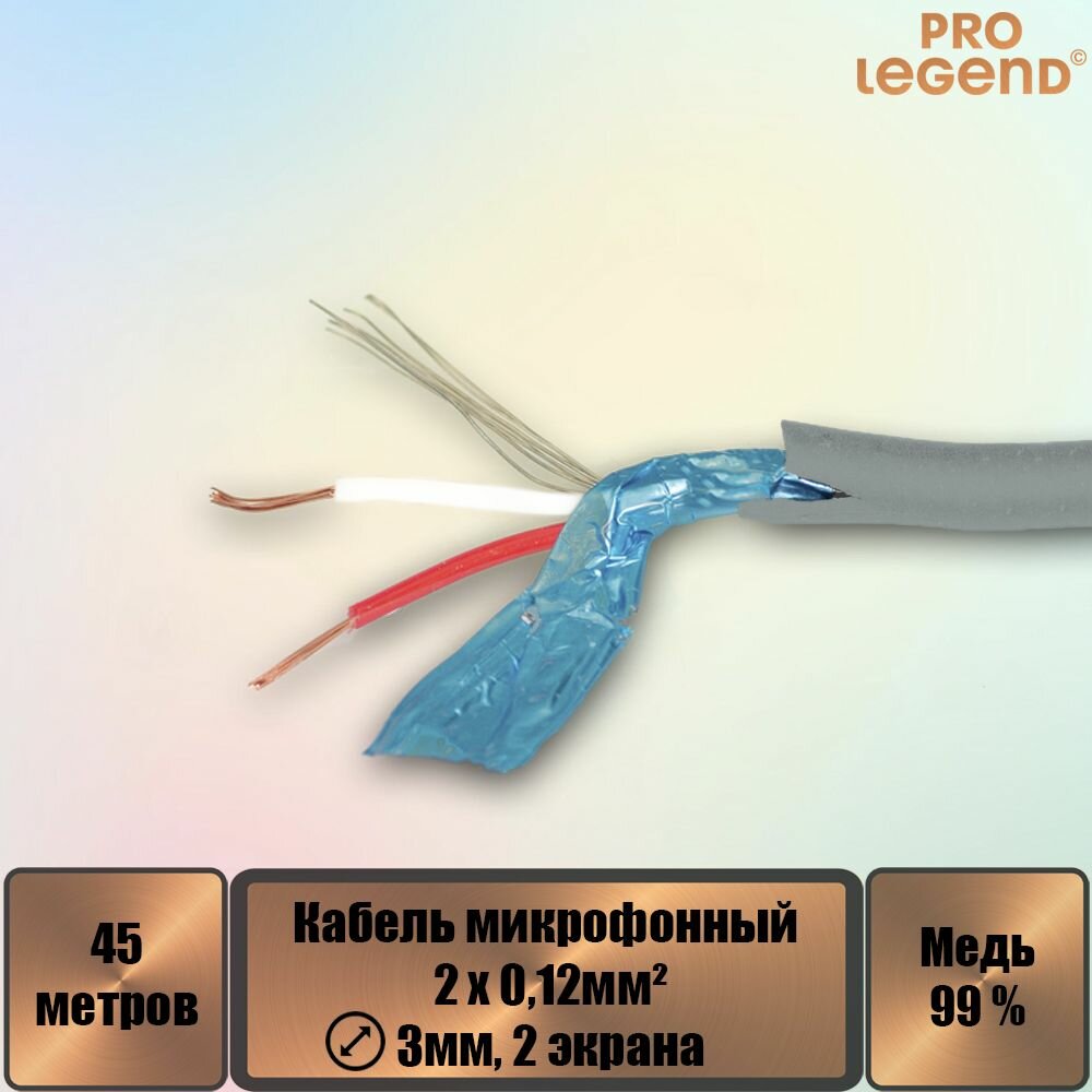 Pro Legend Аудиокабель, 45 м, серебристый
