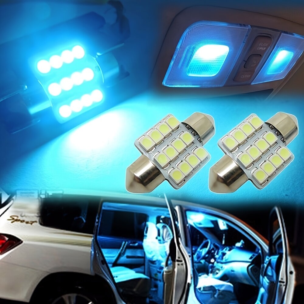 2 шт. LED-лампы Festoon 31мм 12SMD 5050 Ice Blue для салона автомобиля (плафон, дверь, карта)